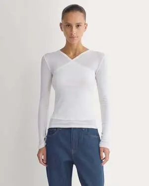Everlane Tissue Double Layer One Shoulder Top - Bone
