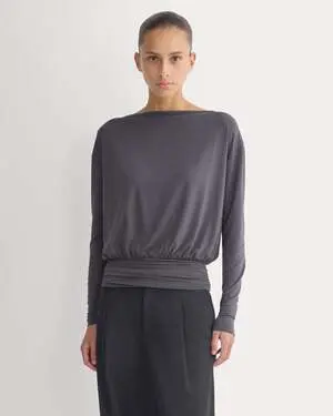 Everlane Drapey Jersey Slouchy Top - Graphite