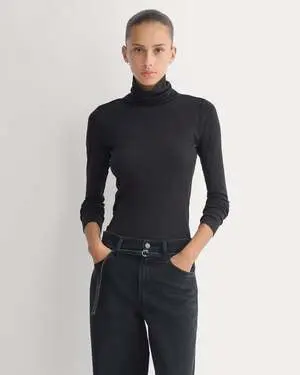 Everlane Tissue Long-Sleeve Turtleneck Black