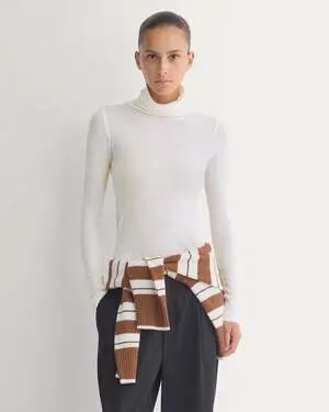 Everlane Tissue Long-sleeve Turtleneck - Bone