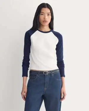 Everlane Retrosoft Cotton Raglan Shirtd Crew - Bone