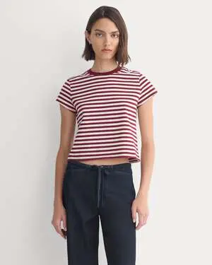 Everlane Forever Jersey Shrunken Crew - Cabernet/birch
