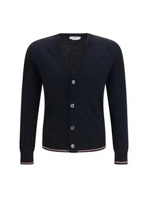 Thom Browne Ribbed Merino Wool Cardigan - Blue