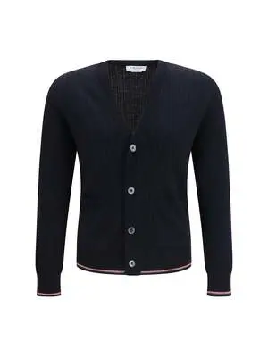 Thom Browne Ribbed Merino Wool Cardigan - Blue