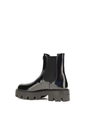 Prada Brushed Leather Ankle Boots - Black