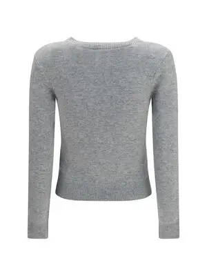 SELF-PORTRAIT Wool And Cashmere Blend Jumper With Floral Corsage - Gray
