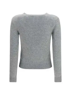 SELF-PORTRAIT Wool And Cashmere Blend Jumper With Floral Corsage - Gray