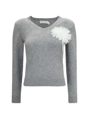 SELF-PORTRAIT Wool And Cashmere Blend Jumper With Floral Corsage - Multicolor