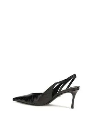 FERRAGAMO Crocodile-effect Leather Slingback Pumps