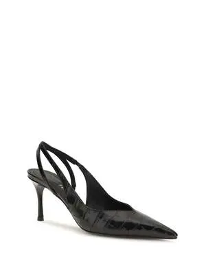 FERRAGAMO Crocodile-effect Leather Slingback Pumps