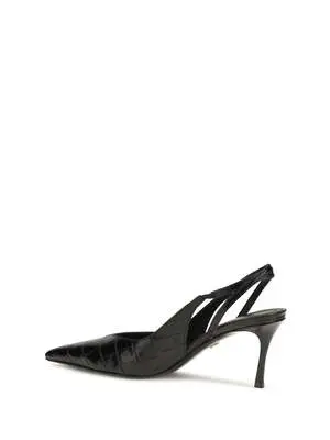 FERRAGAMO Crocodile-effect Leather Slingback Pumps