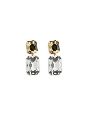 Alessandra Rich Clip-on Earrings With Crystal Drop - Gold