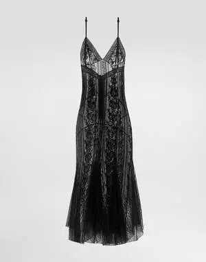 Dolce & Gabbana Chantilly Lace Slip Dress - Black