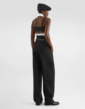 Dolce & Gabbana Pinstripe Wool Jacquard Trousers - Black