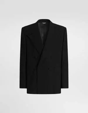 Dolce & Gabbana Sinatra Double-breasted Jacket In Wool Jacquard - Black