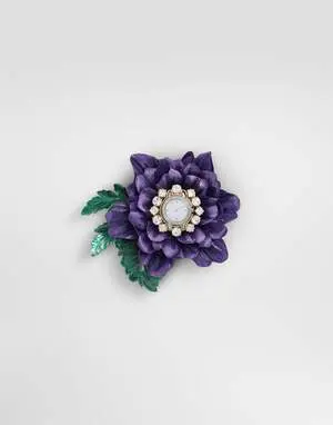 Dolce & Gabbana Flower Watch Brooch - Purple