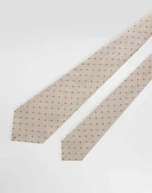 Dolce & Gabbana Polka Dot Jacquard Tie - Beige