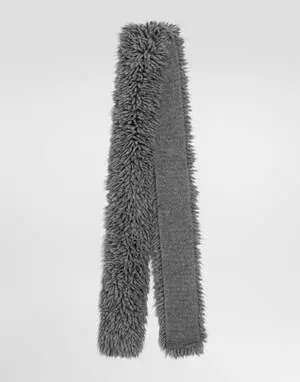 Dolce & Gabbana Knitted Scarf With Fur - Grey