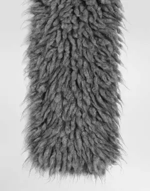 Dolce & Gabbana Knitted Scarf With Fur - Grey