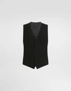 Dolce & Gabbana Single-breasted Striped Wool Jacquard Vest - Black