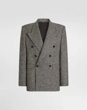 Dolce & Gabbana Sinatra Double-breasted Jacket In Birdseye Wool Blend - Multicolor