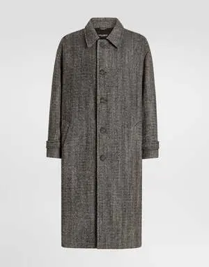 Dolce & Gabbana Single-breasted Wool Blend Chevron Coat