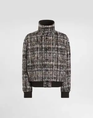 Dolce & Gabbana Mohair Blend Check Bomber Jacket