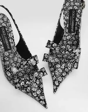 Dolce & Gabbana Floral-print Calfskin Slingback
