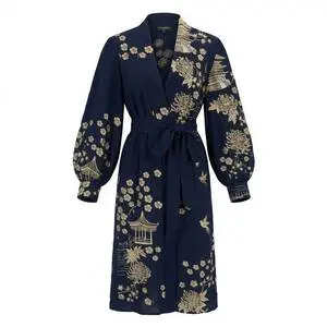 ARTEMIS MUSE Gold & Navy Pagoda Artemis Dress - Blue