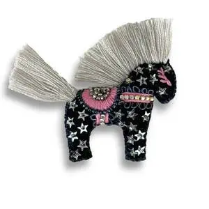 VETKA Handmade Navy Horse Brooch- Moon - Blue