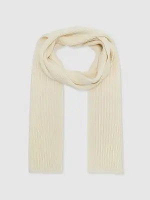 REISS Chesterfield Merino Wool Rib-knit Scarf - Ecru