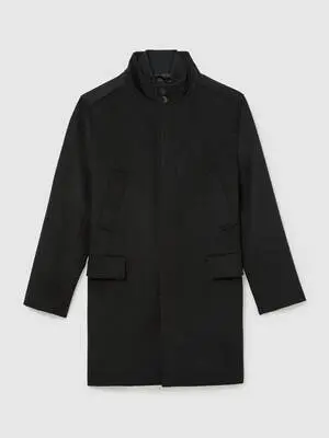 REISS Fossil Wool-blend Gilet-insert Single-breasted Coat - Black