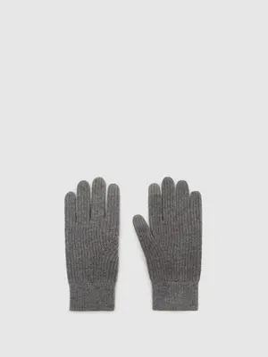 REISS Lawson Merino Wool Rib-knit Gloves - Mid Grey