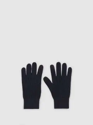 REISS Lawson Merino Wool Rib-knit Gloves - Navy