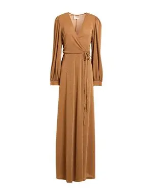 Momoni Maxi Dress Camel Size Polyester, Viscose, Polyamide, Metallic Polyester, Elastane
