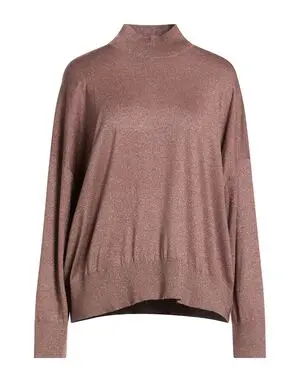 Brunello Cucinelli Turtleneck Light Brown Size Cashmere, Silk, Polyamide, Metallic Polyester