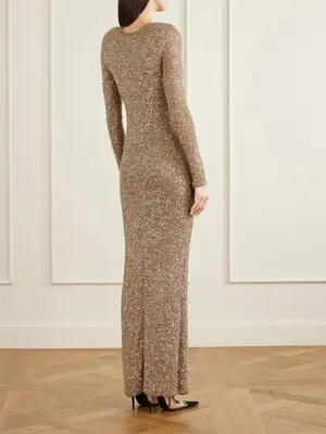 Saint Laurent Sequined Knitted Maxi Dress