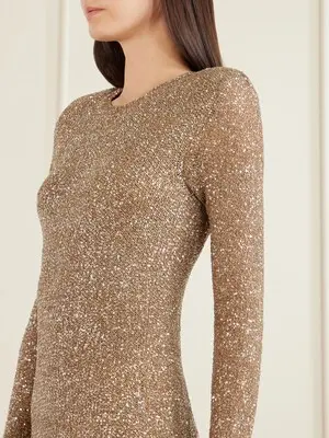 Saint Laurent Sequined Knitted Maxi Dress