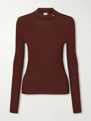 Saint Laurent Cassandre Logo-hardware Silk Knit Top