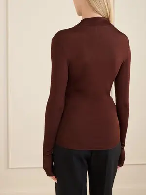 Saint Laurent Cassandre Logo-hardware Silk Knit Top