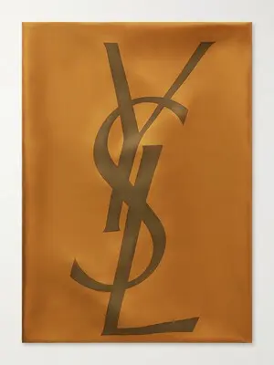 Saint Laurent Cassandre-printed Silk-twill Scarf - Green