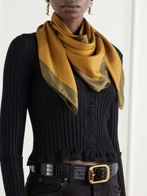 Saint Laurent Cassandre-printed Silk-twill Scarf