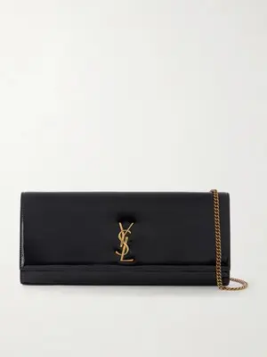 Saint Laurent Kate Cassandre-embellished Patent-leather Clutch