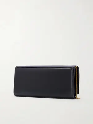 Saint Laurent Kate Cassandre-embellished Patent-leather Clutch