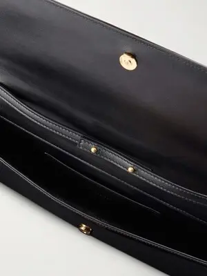 Saint Laurent Kate Cassandre-embellished Patent-leather Clutch