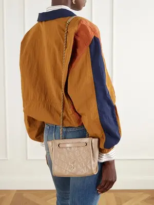 Saint Laurent Niki Matelassé Crinkled-leather Shoulder Bag