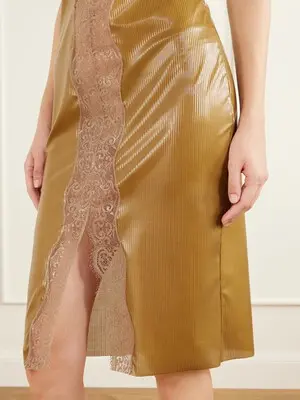 Saint Laurent Lace-trimmed Ribbed Latex Midi Dress