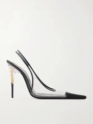 Saint Laurent Romy 110 Crepe-satin Trimmed Tpu Slingback Pumps