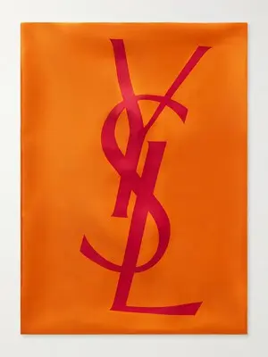 Saint Laurent Cassandre-printed Silk-twill Scarf - Orange