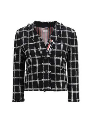 Thom Browne Checked Tweed Cardigan Jacket